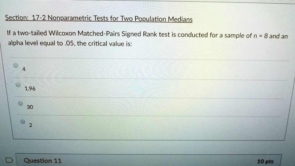 SOLVED: Section: 17-2 NonparametricTestsfor Two Population Medians If a ...