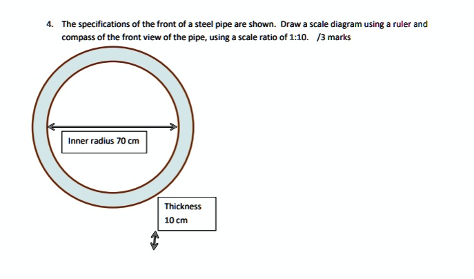 4. The specifications of the front of a steel pipe are shown. Draw a ...