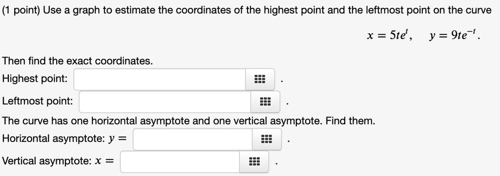 Solved Point Use A Graph To Estimate The Coordinates Of The Highest Point And The Leftmost