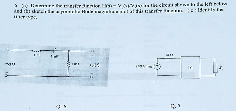SOLVED: (a) Determine the transfer function H(s) = Vo(s)/V(s) for the circuit shown to the left ...