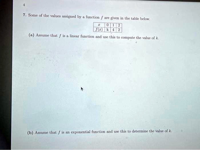 some of the values assigned by function e given the table below assume that f is linear funetion ...