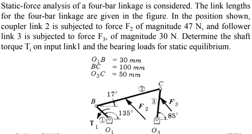 Static-force analysis of a four-bar linkage is considered. The link ...