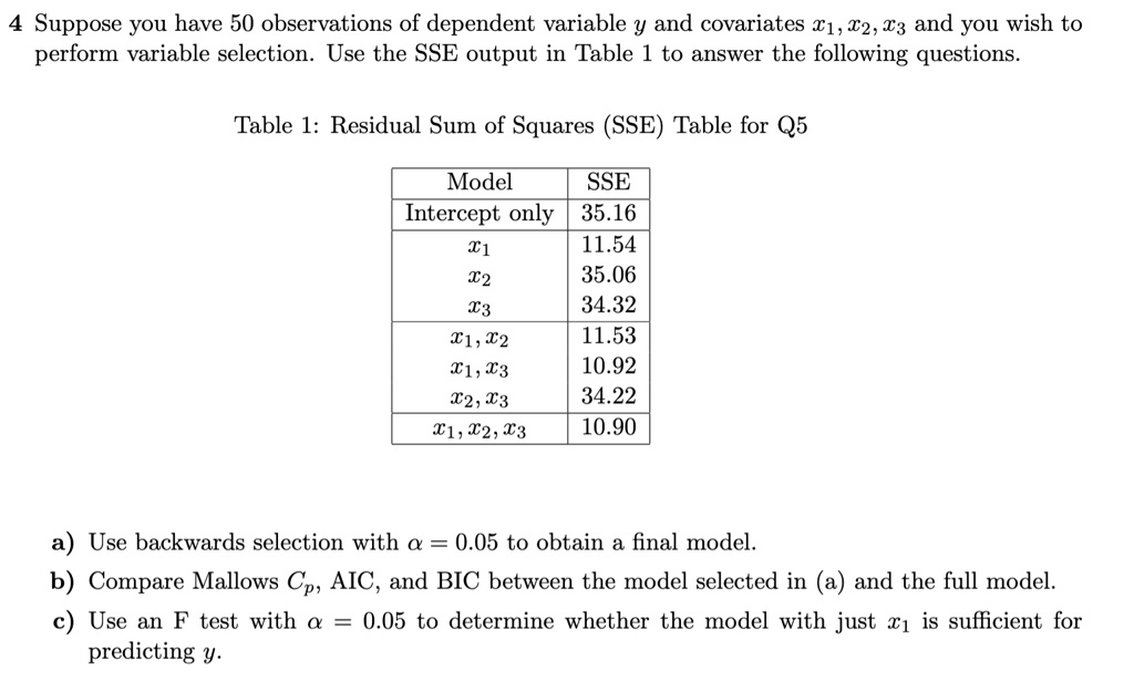 SOLVED:Suppose you have 50 observations of dependent variable y and ...