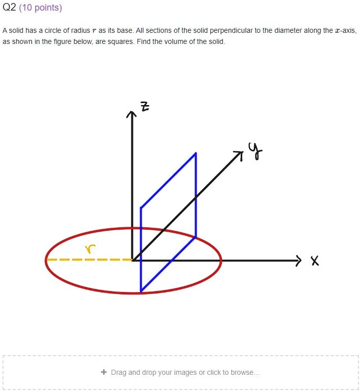 q2 10 points a solid has circle of radius as its base all sections of the solid perpendicular to ...