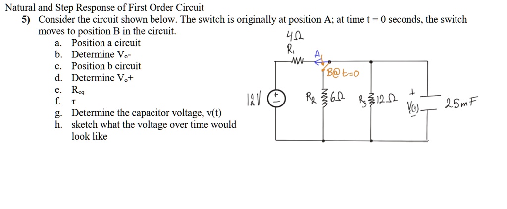 Natural and Step Response of First Order Circuit 5) Consider the circuit shown below. The switch ...