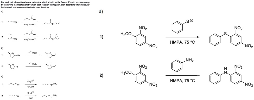 for each pair of reactions below determine which should be the fastest ...