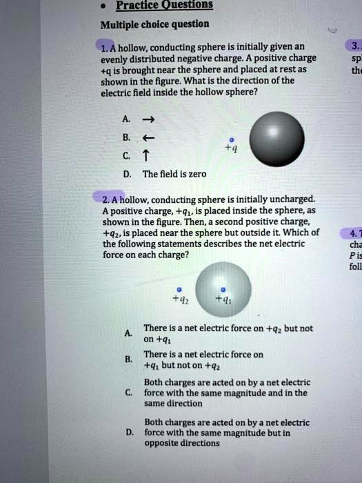 SOLVED: A hollow conducting sphere is initially given an evenly distributed negative charge. A ...