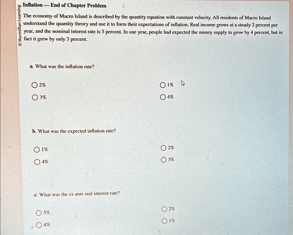 SOLVED: Inflation - End of Chapter Problem The economy of Macro Island ...