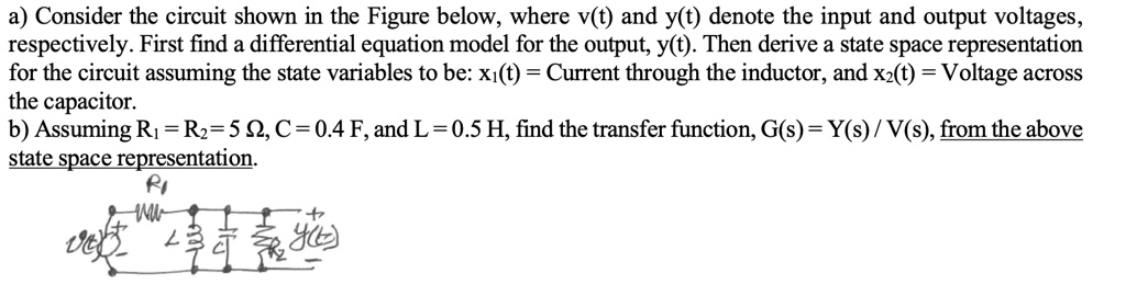 SOLVED: a) Consider the circuit shown in the Figure below, where v(t) and y(t) denote the input ...