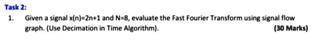 Solved Task 2 Given A Signal Xn 2n 1 And N 8 Evaluate The 1302