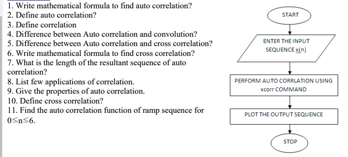 SOLVED: 1. Write a mathematical formula to find autocorrelation. 2 ...