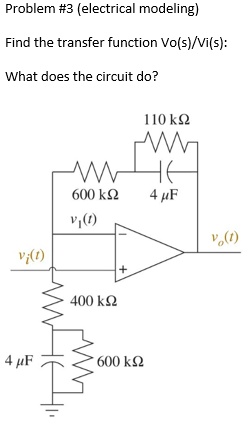 Problem #3 (electrical modeling) Find the transfer function Vo(s)/Vi(s): What does the circuit do?