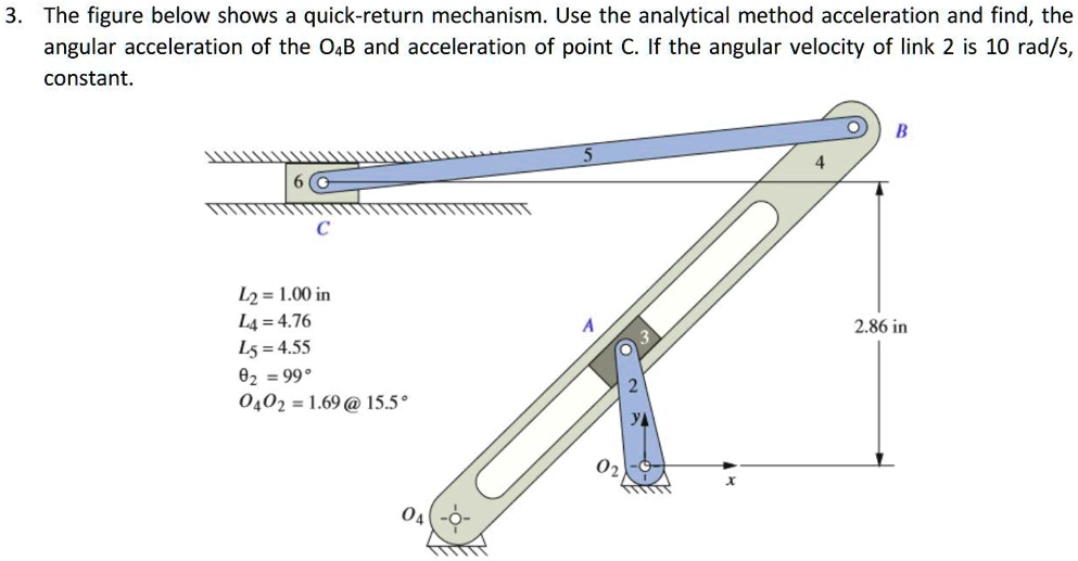 3 the figure below shows a quick return mechanism use the analytical method acceleration and ...