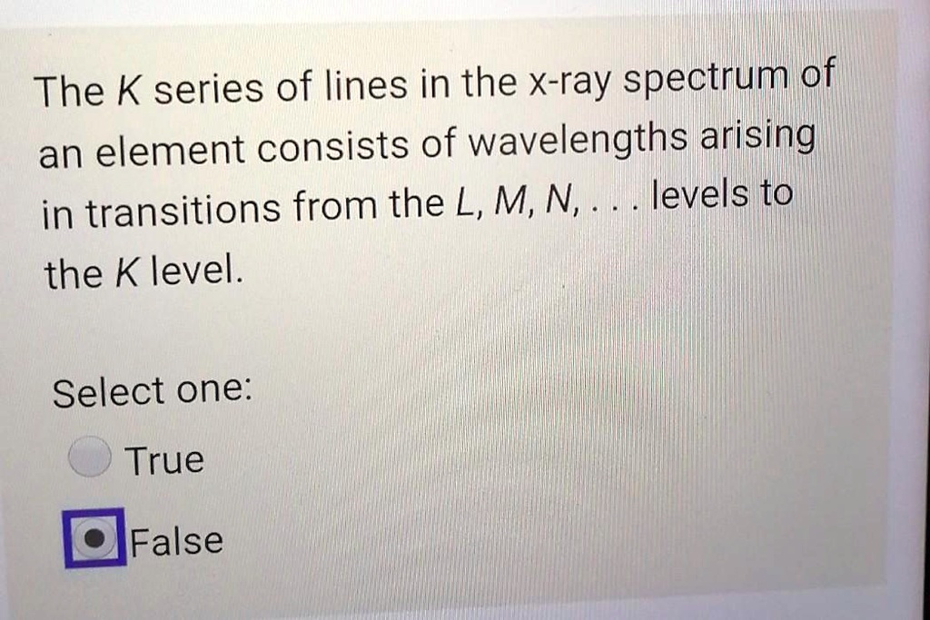 SOLVED: The K series of lines in the X-ray spectrum of an element ...