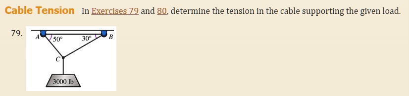 SOLVED: Cable Tension In Exercises 79 and 80, determine the tension in the cable supporting the ...