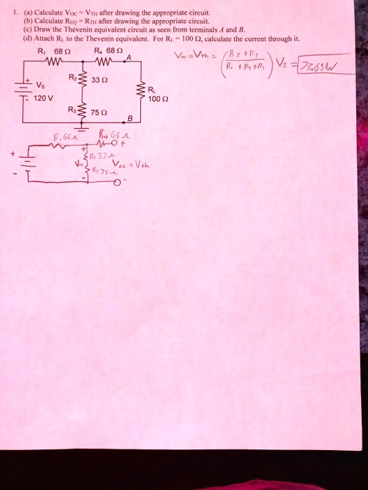 SOLVED: a. Calculate Voc = Vni after drawing the appropriate circuit. b ...