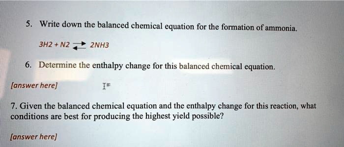 SOLVED: Write down the balanced chemical equation for the formation of ...