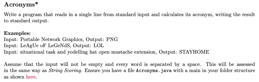 Solved Text Do In Java Acronyms Write A Program That Reads In A 7759