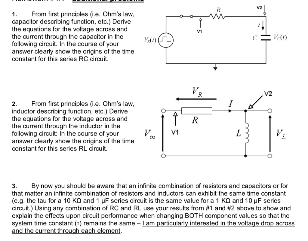 SOLVED: V2 1. From first principles (i.e. Ohm's law, capacitor ...