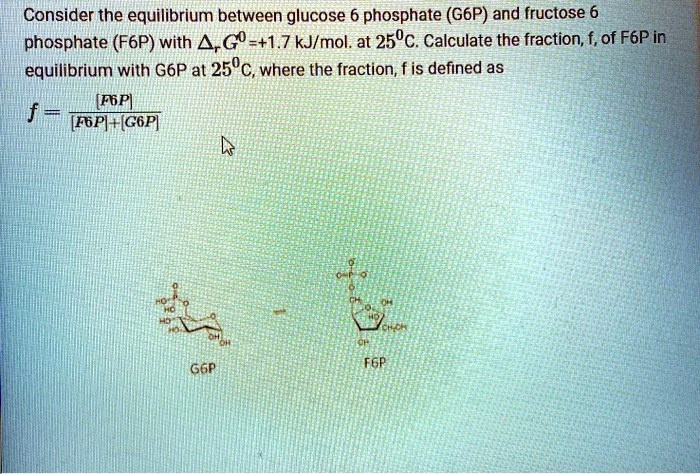 SOLVED: Consider the equilibrium between glucose 6 phosphate (G6P) and ...