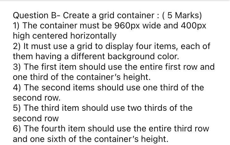 Solved Text Html Code And Javascript Scope Question B Create A Grid Container 5 Marks 1