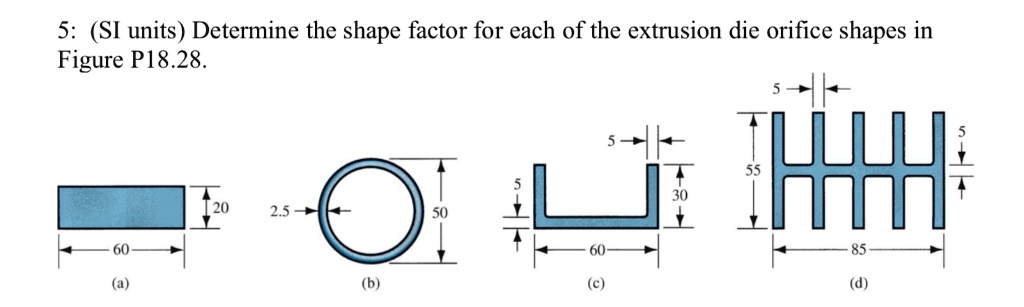 SOLVED: 5: (SI units) Determine the shape factor for each of the ...