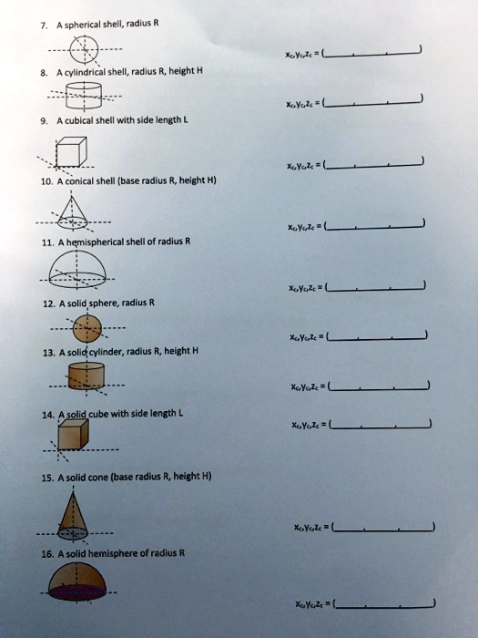 SOLVED: A spherical shell, radius KcYek A cylindrical shell, radius ...