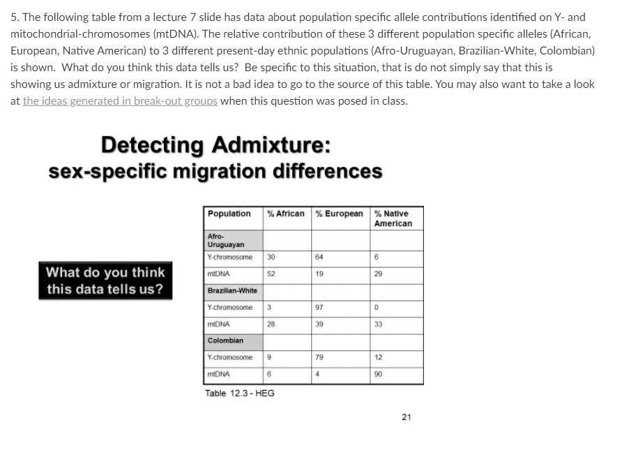 SOLVED: 5. The following table from lecture slide has data about ...