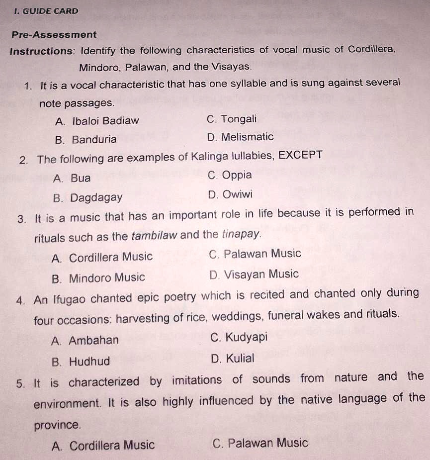 answer please thanks i guide card pre assessment instructions identify ...