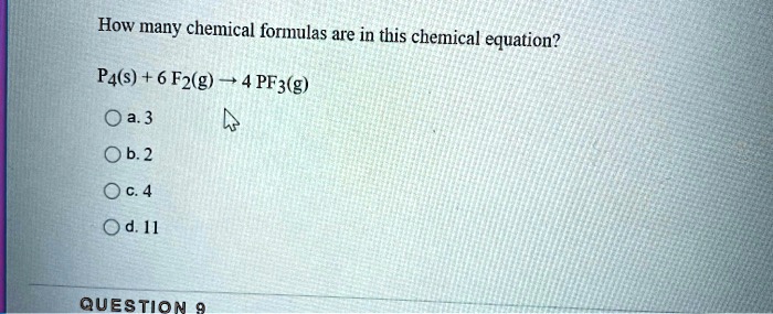 SOLVED: How many chemical formulas are in this chemical equation? Pa(s ...