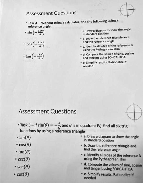 Texts: Assessment Questions Task 4 - Without using a calculator, find ...