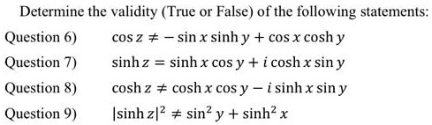 SOLVED: Determine the validity (True or False) of the following ...