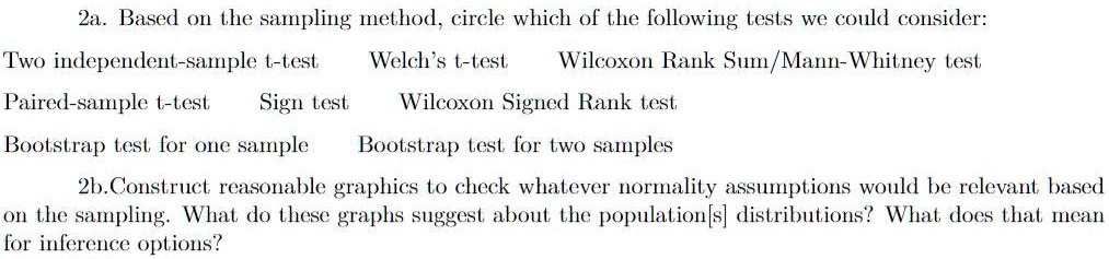 SOLVED: Based on the sampling method, circle which of the following ...