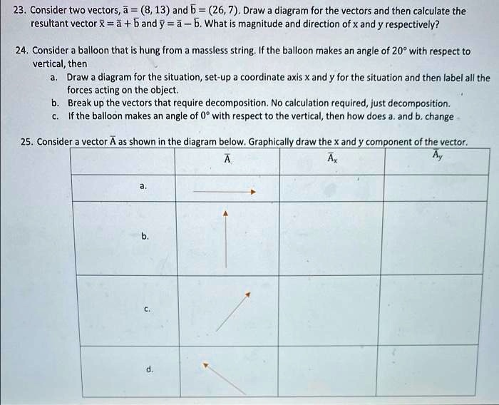 SOLVED: 23. Consider two vectors, a = (8,13) and b = (26,7). Draw a ...