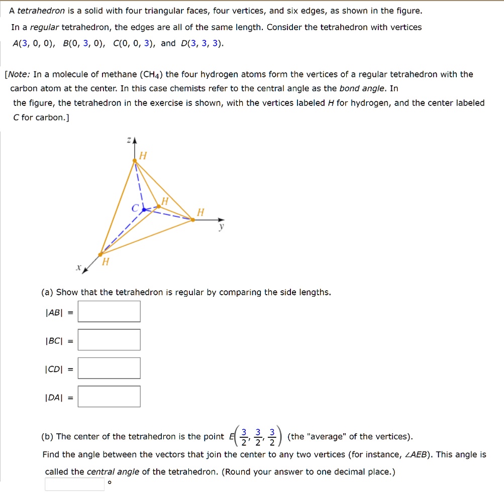 a tetrahedron is a solid with four triangular faces four vertices and ...