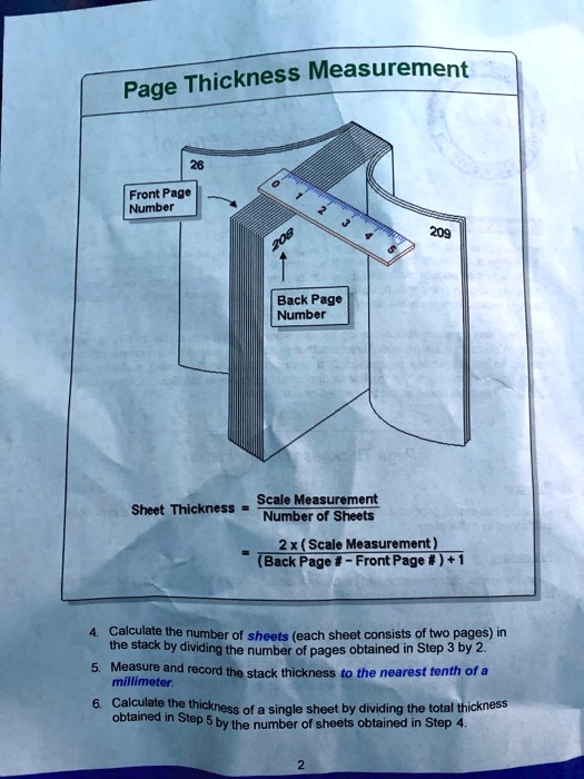 SOLVED:Page Thickness Measurement Front Page Number 209 Back Page ...