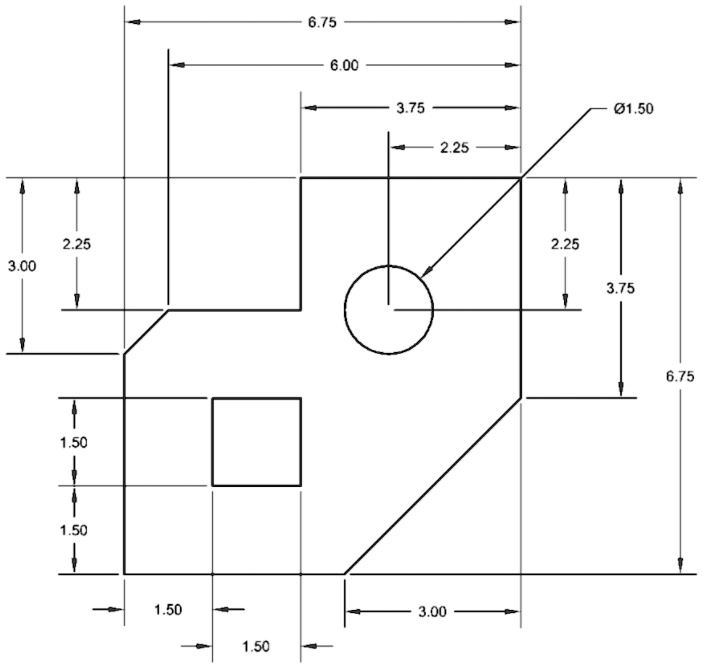 Solved Draw The Object Shown Below In Autocad Using Inches Start At 1 00 1 00 Using A Table