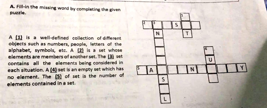 SOLVED: A: Fill in the missing word by completing the given puzzle. (1 ...