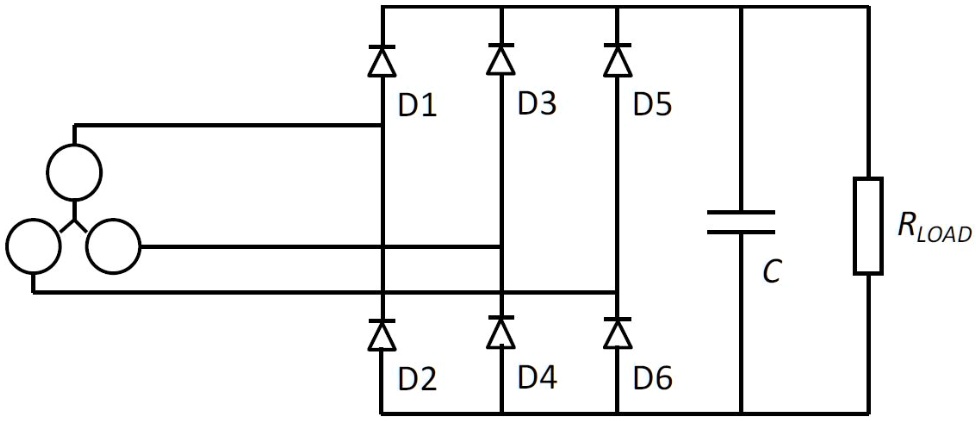 SOLVED: A three-phase rectifier is shown below. The supply voltage is ...