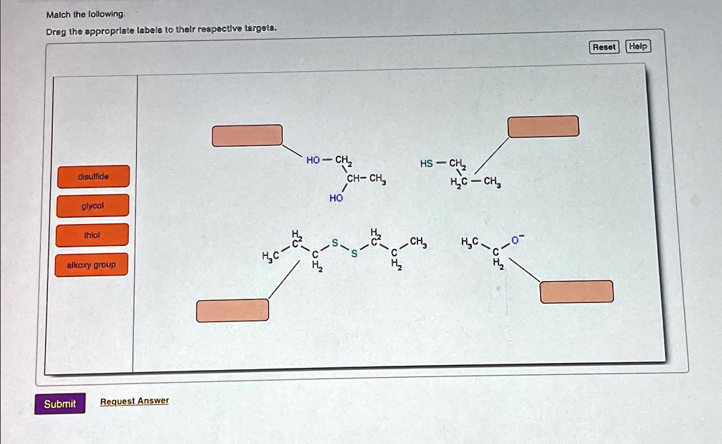 Match the following. Drag the appropriate labels to their respective targets. HO-CH2 HS-CH2 CH ...