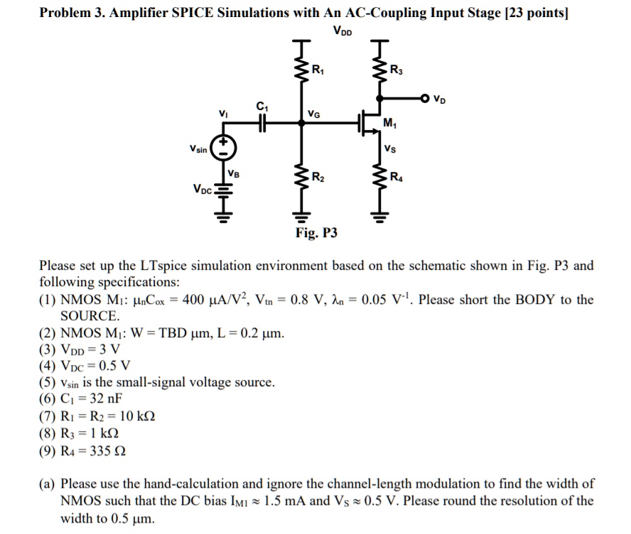 Problem 3. Amplifier SPICE Simulations with An AC-Coupling...