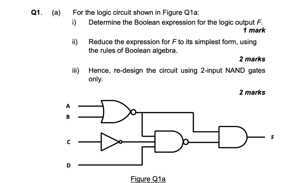 q1 a for the logic circuit shown in figure q1a i determine the boolean ...