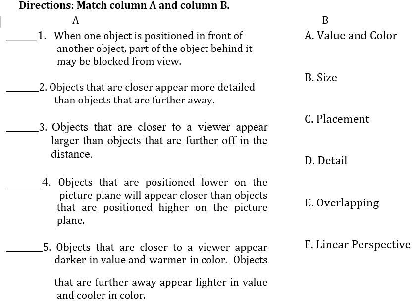 SOLVED: 'Directions: Match column A and column B. Directions: Match column A and column B When ...
