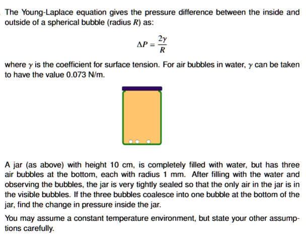 SOLVED: The Young-Laplace equation gives the pressure difference ...