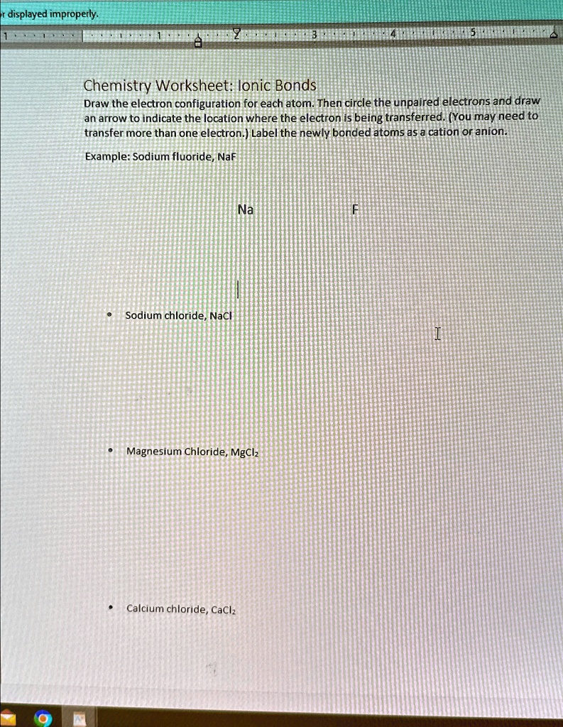 chemistry worksheet ionic bonds draw the electron configuration for ...