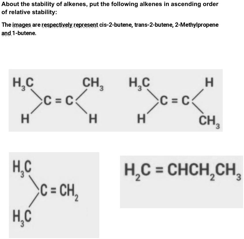 about the stability of alkenes put the following alkenes in ascending ...