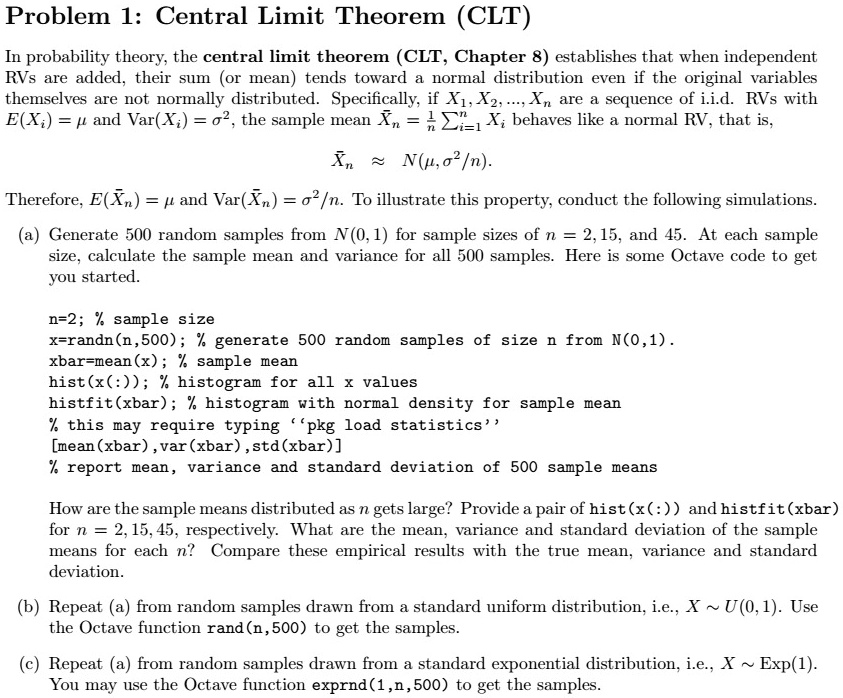 problem 1 central limit theorem clt in probability theory the central ...
