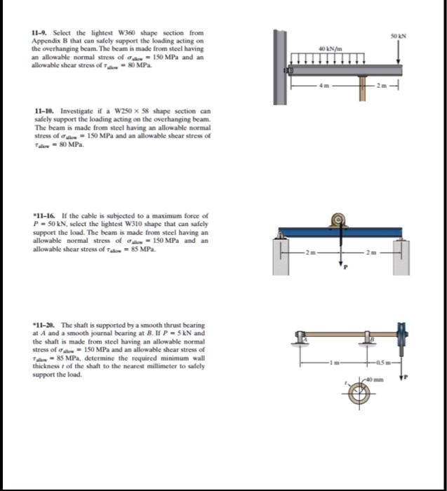 11-9. Select the lightest W360 shape section from Appendix B that can ...