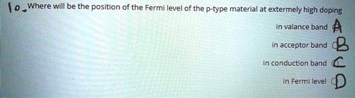 SOLVED: Io Where will be the position of the Fermi level of the p-type ...