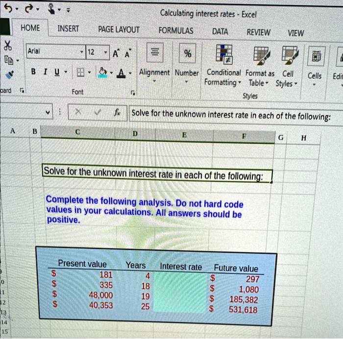 Solved Texts Calculating Interest Rates Excel Formulas Data Review 5936